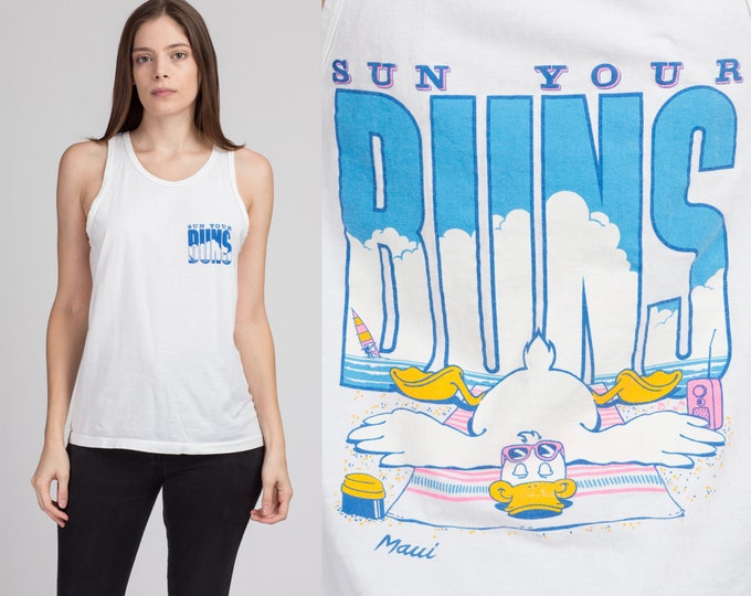 80s "sun Your Buns" Duck Tourist Tank Top - Medium | Vintage Maui Funny ...