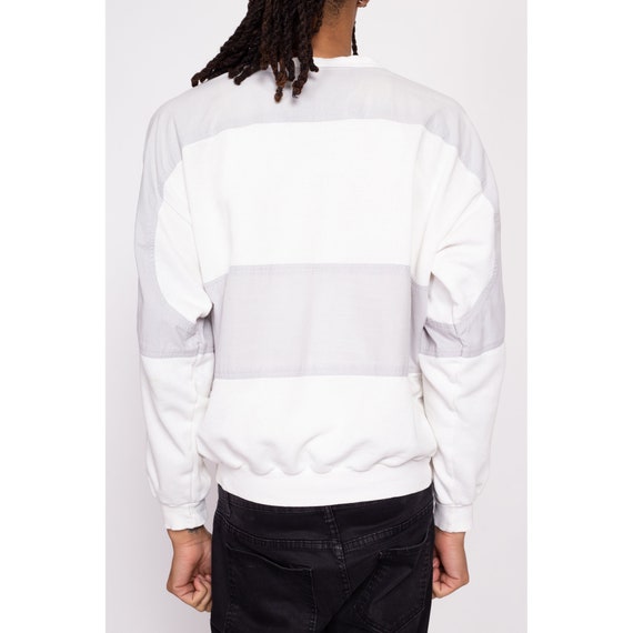 Medium 80s Surf Zone White & Grey Color Block Sweatsh… - Gem