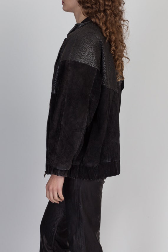 Medium 80s Snakeskin Embossed Suede Moto Jacket | Vin… - Gem