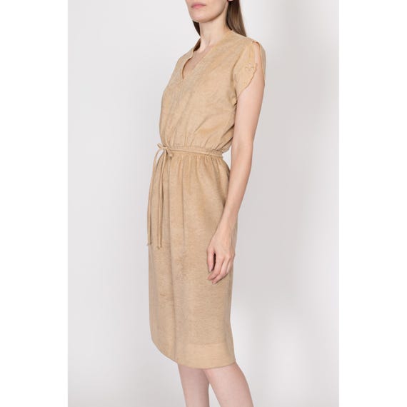 Small 70s Tan Ultrasuede Midi Dress | Vintage Cut Out… - Gem