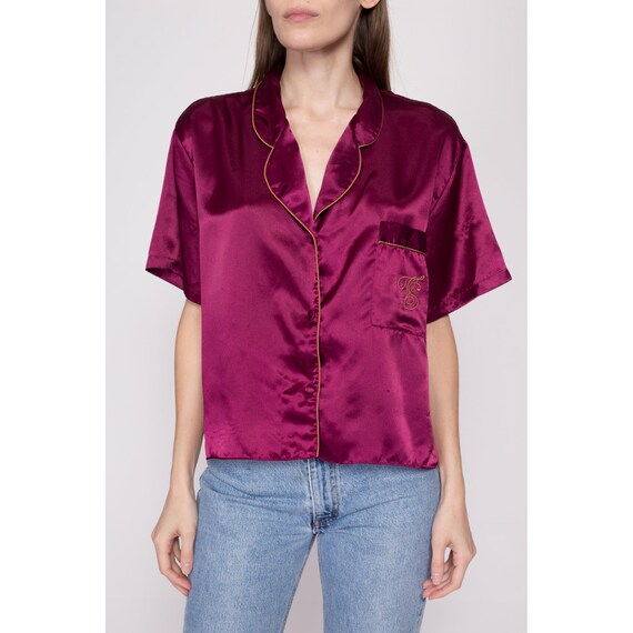 Large 90s Victorias Secret Plum Satin Loungewear Top Gem