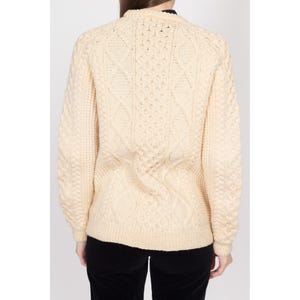 Medium Vintage Cream Wool Cable Knit Cardigan | 70s 80s Irish Button up ...