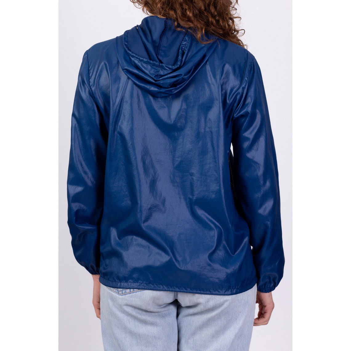 60s 70s Navy Blue Hooded Windbreaker Men's Small - Etsy