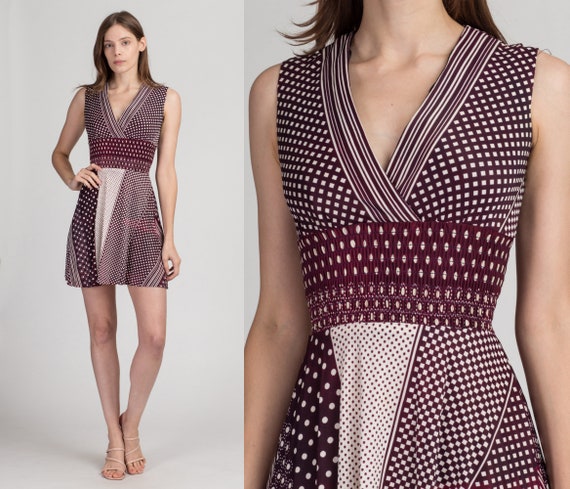 60s 70s Mod Polka Dot Mini Dress Extra Small Vintage A | Etsy