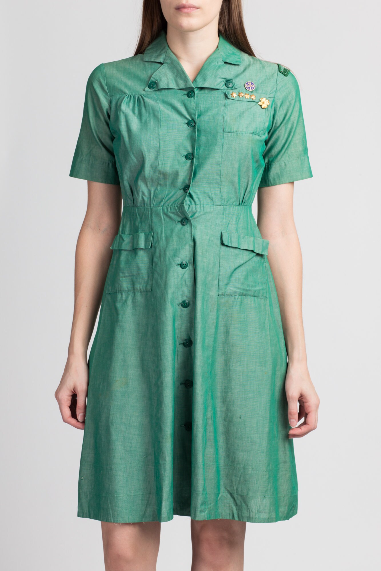 1950s Girl Scouts Uniform Dress Extra Small Vintage Green Etsy