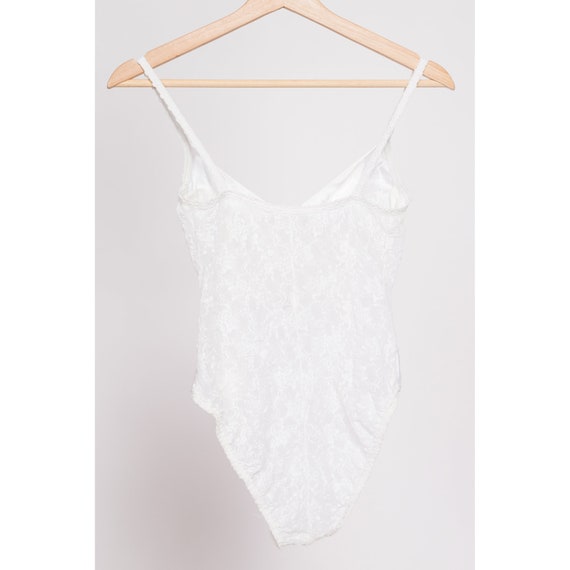 Petite Small 80s Sheer White Lace Teddy | Vintage Hig… - Gem