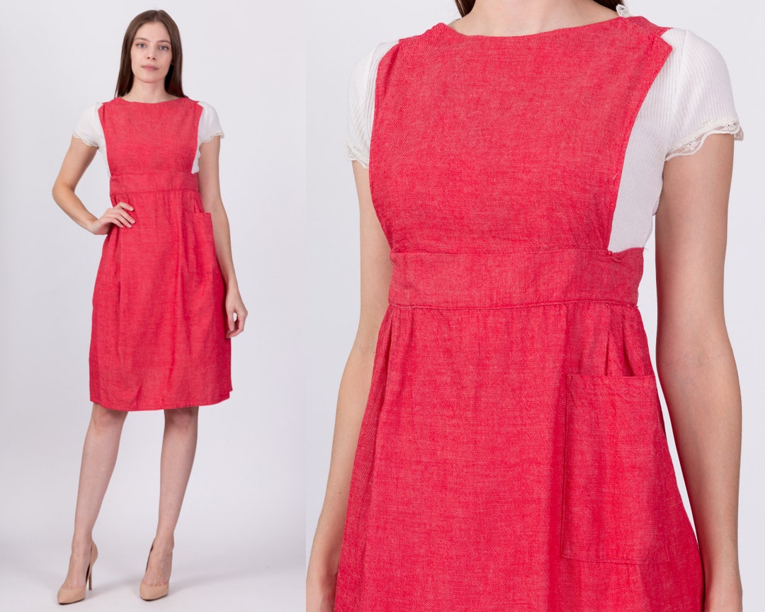Vintage 60s 70s Pink Pinafore Apron Petite XS to Small - Etsy