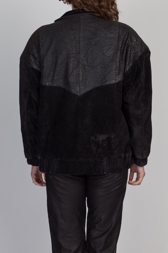 Medium 80s Snakeskin Embossed Suede Moto Jacket | Vin… - Gem