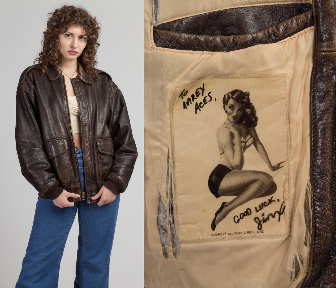 Vintage Avirex A-2 Pin-up Leather Bomber Jacket Men's - Etsy