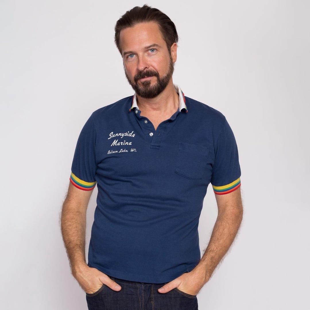 Medium 80s Rainbow Striped Polo Shirt Men's | Vintage Balsam Lake Staff ...