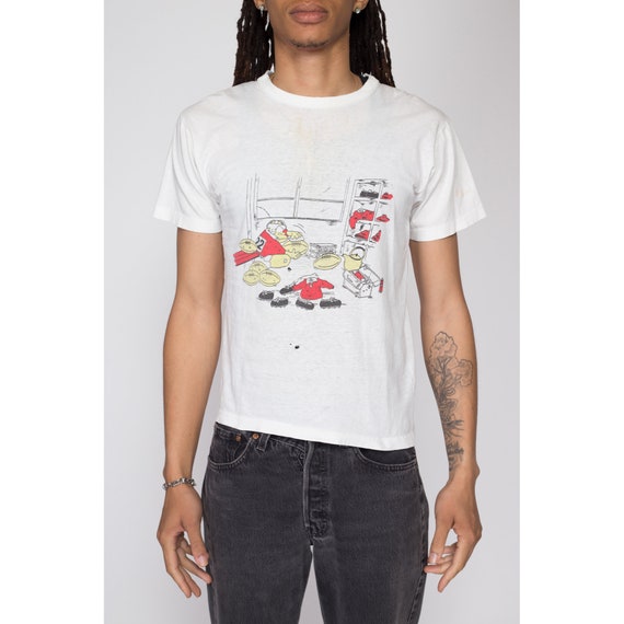 Medium 80s Rugby Cartoon Distressed T Shirt | Vintage… - Gem