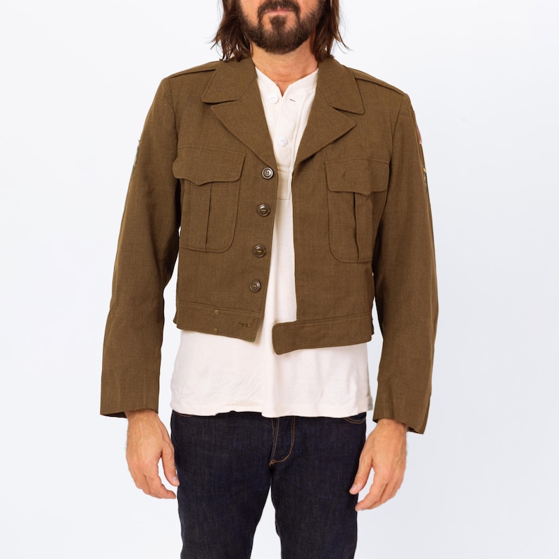 Vintage 1940s WWII Cropped Ike Army Jacket - Medium, 40R | Eisenhower ...