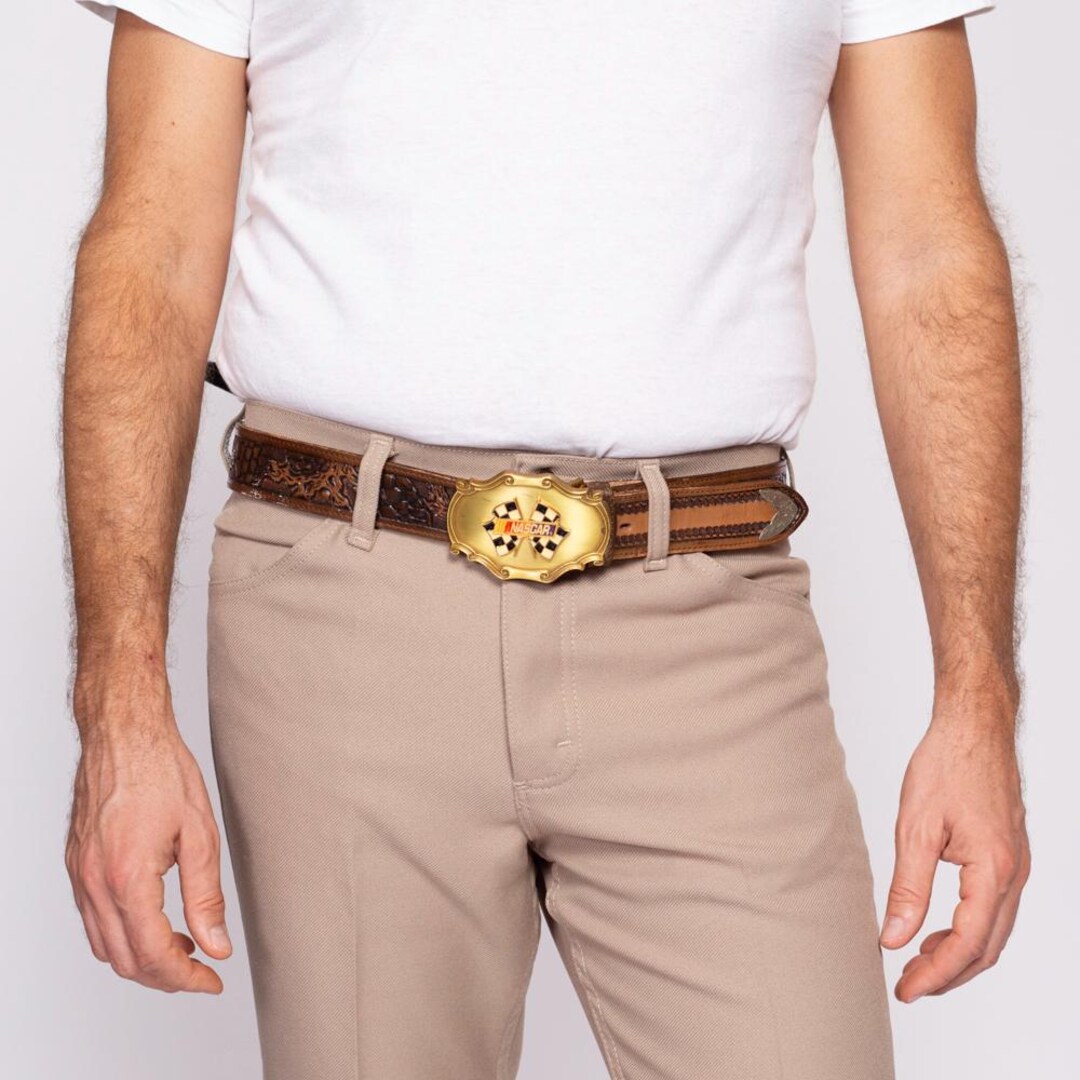 70s Nascar Raintree Belt Buckle & Leather Belt Size 40 | Vintage Nocona ...
