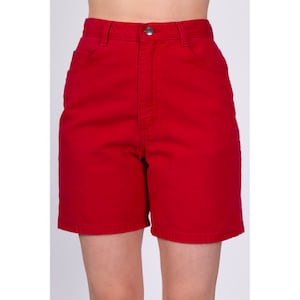 Medium 90s Red High Waisted Jean Shorts 27.5 / Vintage - Etsy