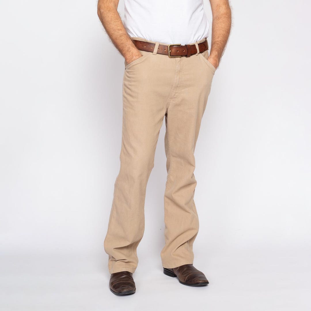 Vintage 70s Levi's Tan Cotton Trousers - 35" Waist | Retro Vintage ...