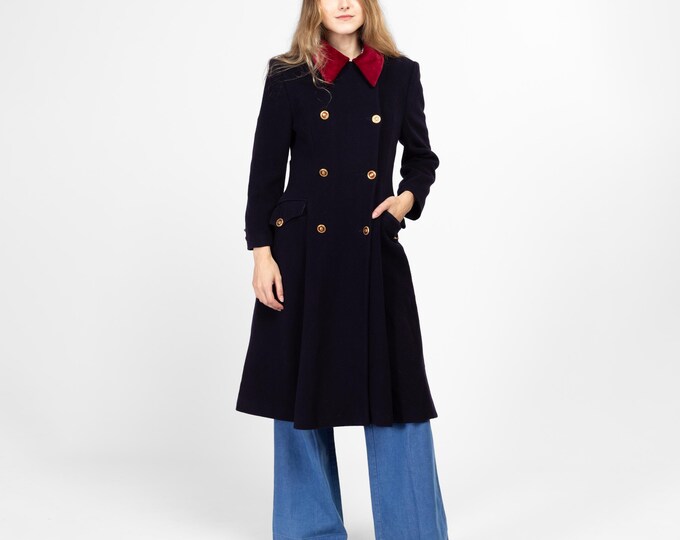 XXS-XS 90s Monnalisa Midnight Blue Princess Coat | Vintage Wool Blend ...
