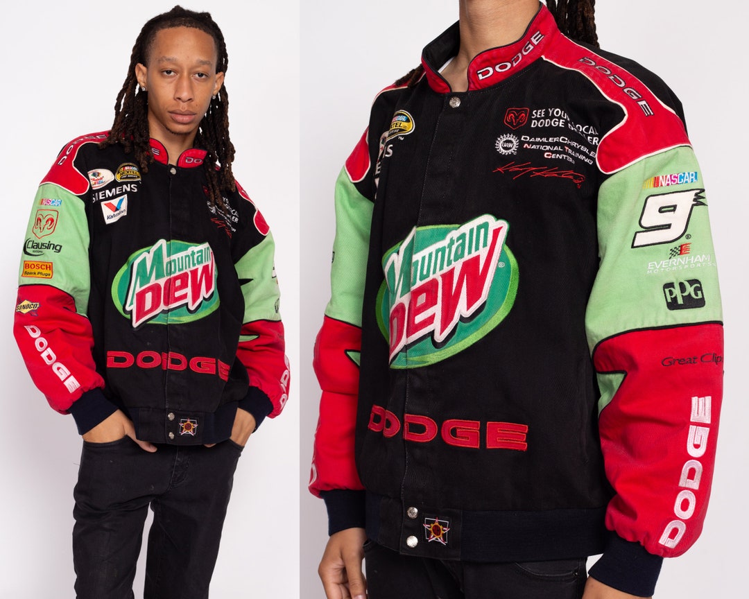 2XL 90s NASCAR Mountain Dew Racing Jacket Men's Vintage Color Block ...