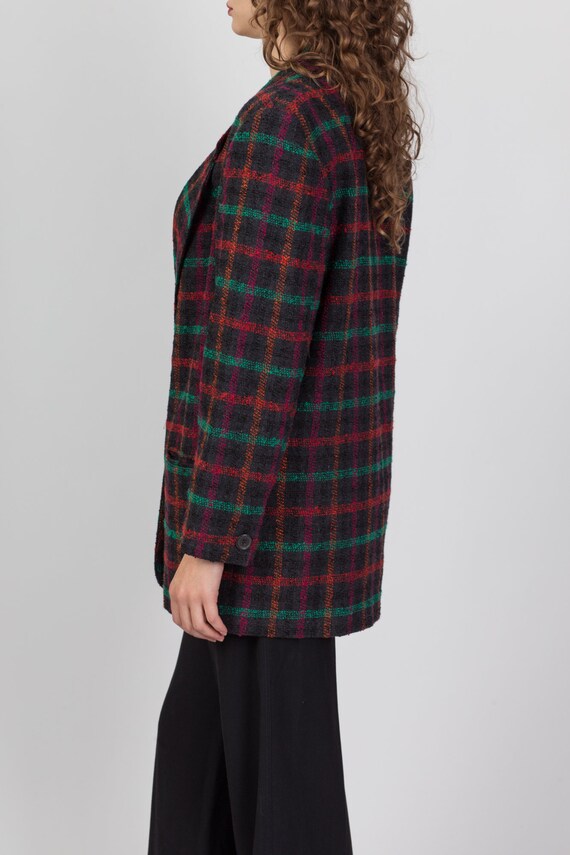 80s Plaid Tweed Longline Blazer Large | Vintage Overs… - Gem