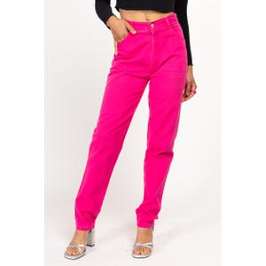 Small 90s Hot Pink High Waisted Jeans 26.5" | Vintage Denim Tapered Leg ...