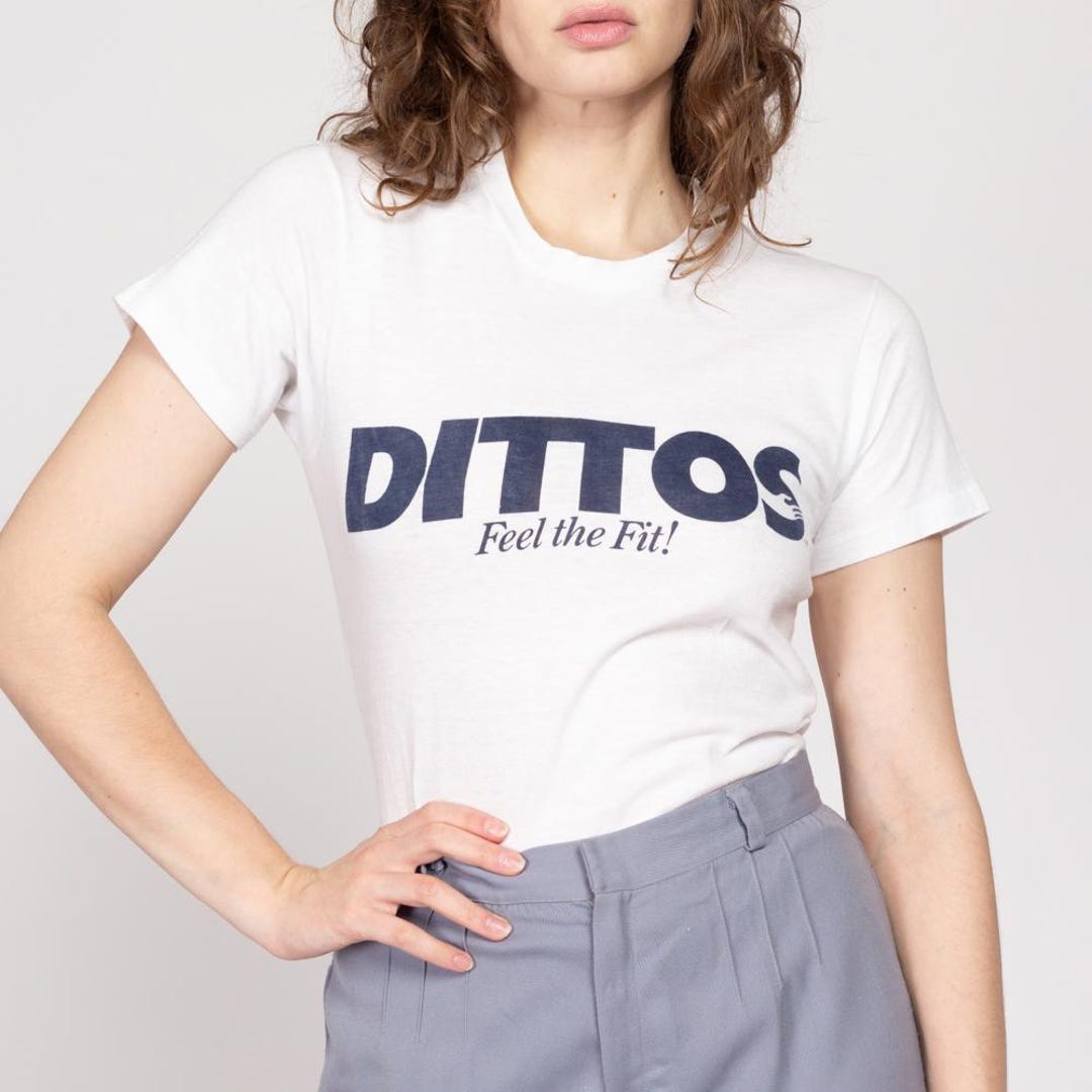 Xs-sm 70s Dittos grab A Pair T Shirt Vintage White Brand Graphic Logo ...
