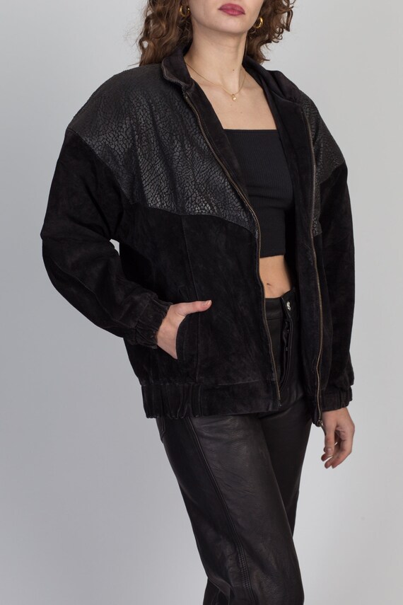 Medium 80s Snakeskin Embossed Suede Moto Jacket | Vin… - Gem