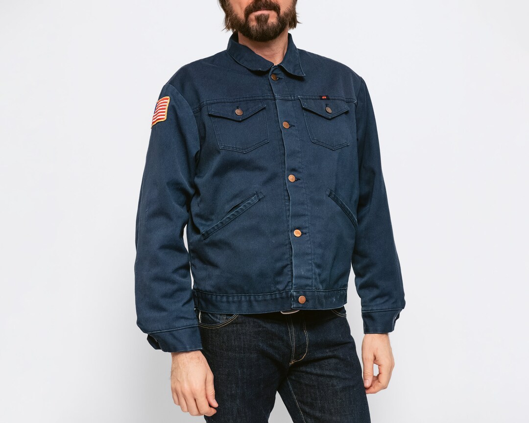 Med-lrg 80s Red Kap Workwear Chore Coat | Vintage Navy Blue Collared ...