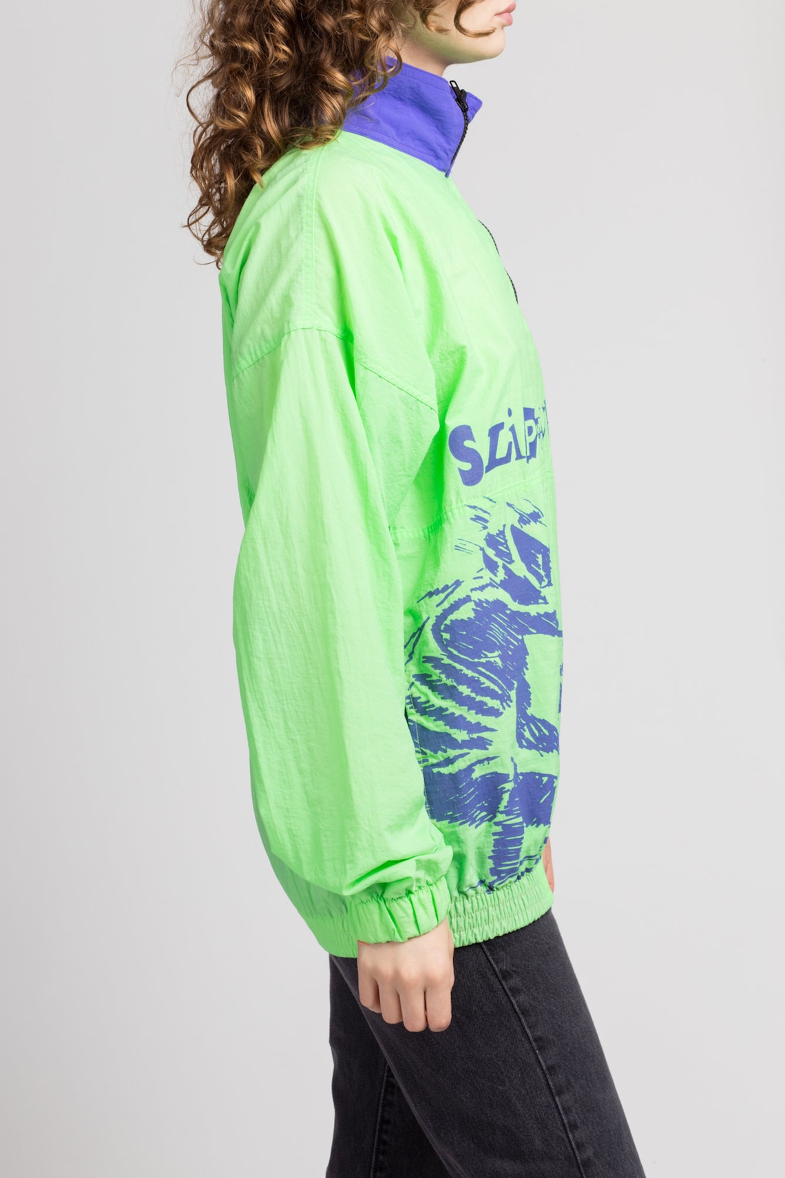 90s Slippery When Wet Neon Green Windbreaker XL Vintage | Etsy