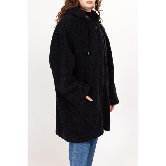 XL-XXL 90s Black Fleece Hooded Jacket | Vintage Macki… - Gem