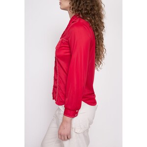 70s Mod Red Button up Top - Extra Small | Vintage Collared Long Sleeve ...