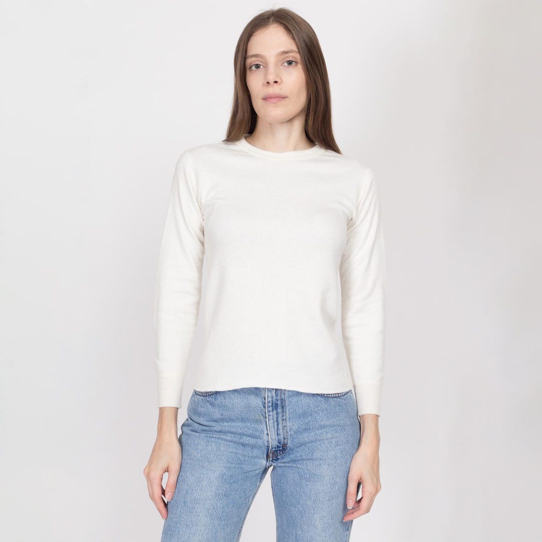 Small 90s Duofold White Thermal Base Layer Shirt | Vintage Wool Blend ...