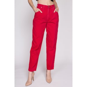 Small 90s Sassoon Red High Waisted Jeans 26" | Vintage Soft Denim ...