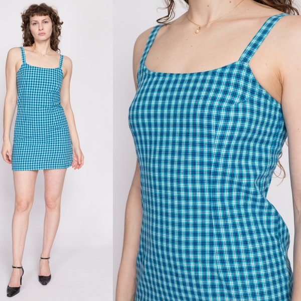 90s Blue Plaid Dress - Etsy