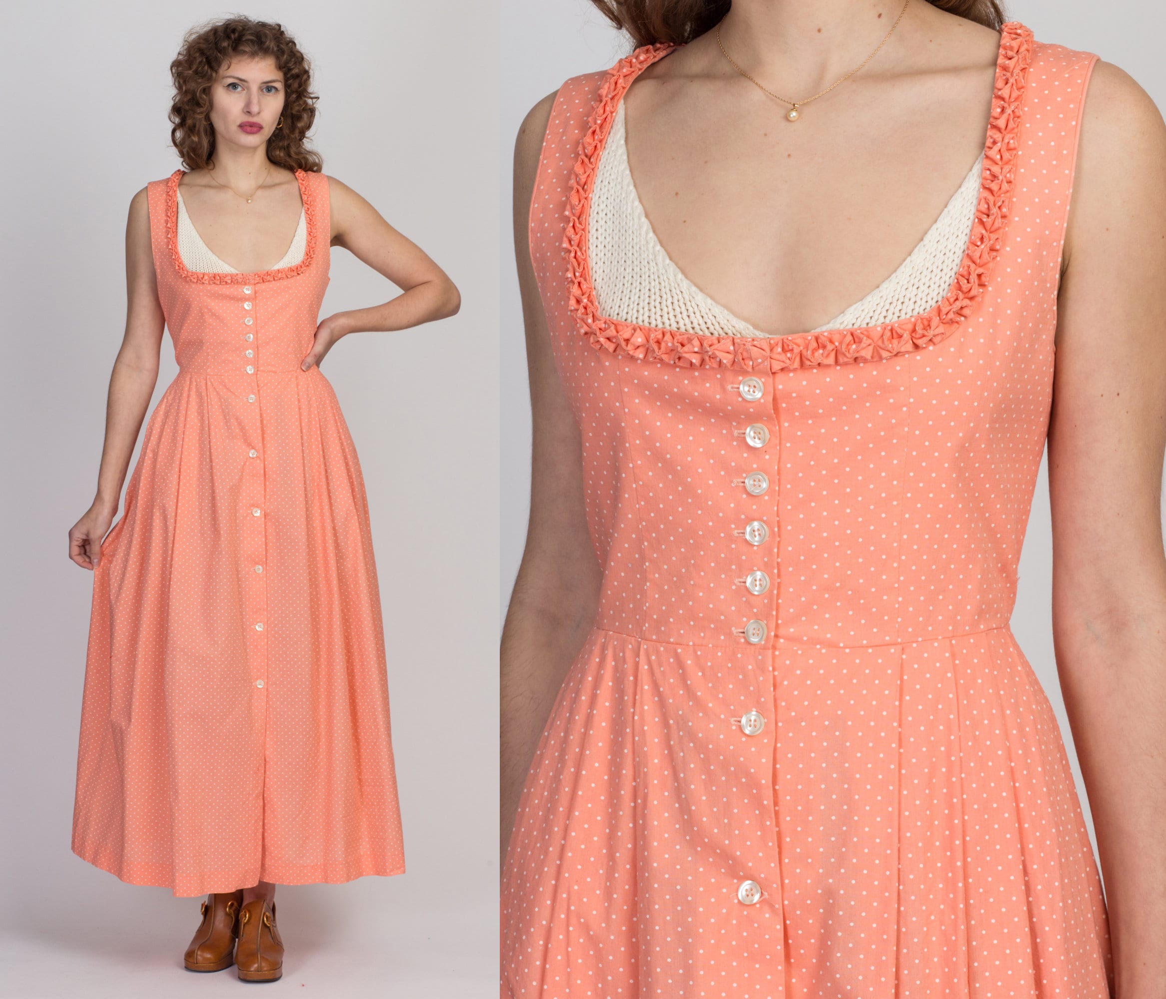 Vintage Dirndl Polka Dot Folk Dress Medium Oktoberfest - Etsy