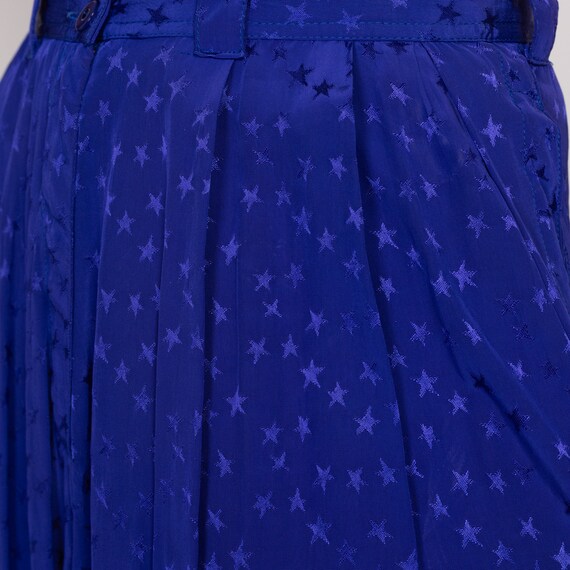 Medium 80s Royal Blue Star Print Satin Trousers 28" |… - Gem