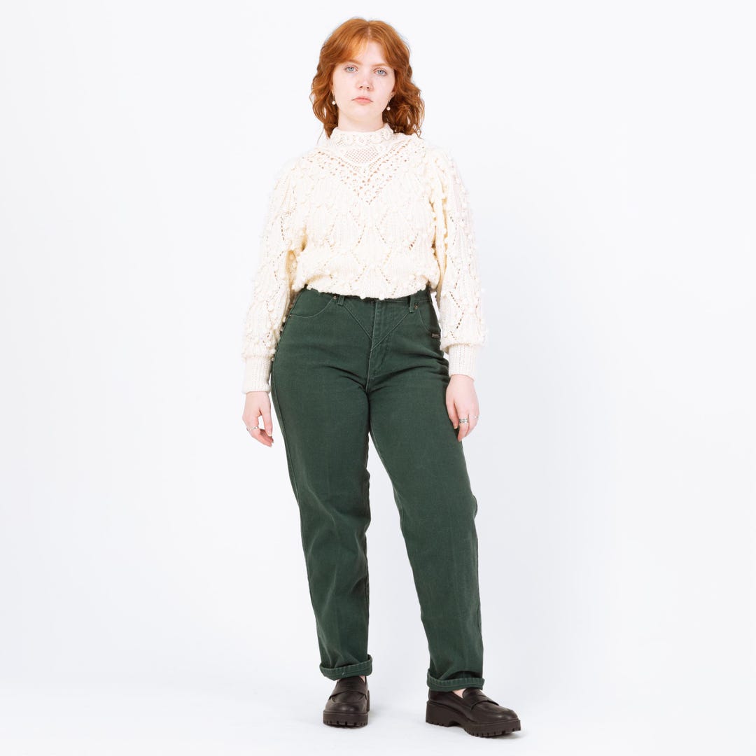 Vintage 90s Roughrider Western Forest Green Concho Jeans - Large, 32 ...