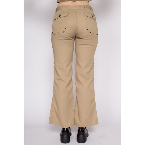 Small 70s Khaki Hip Hugger Rivet Flares | Vintage Mr.… - Gem