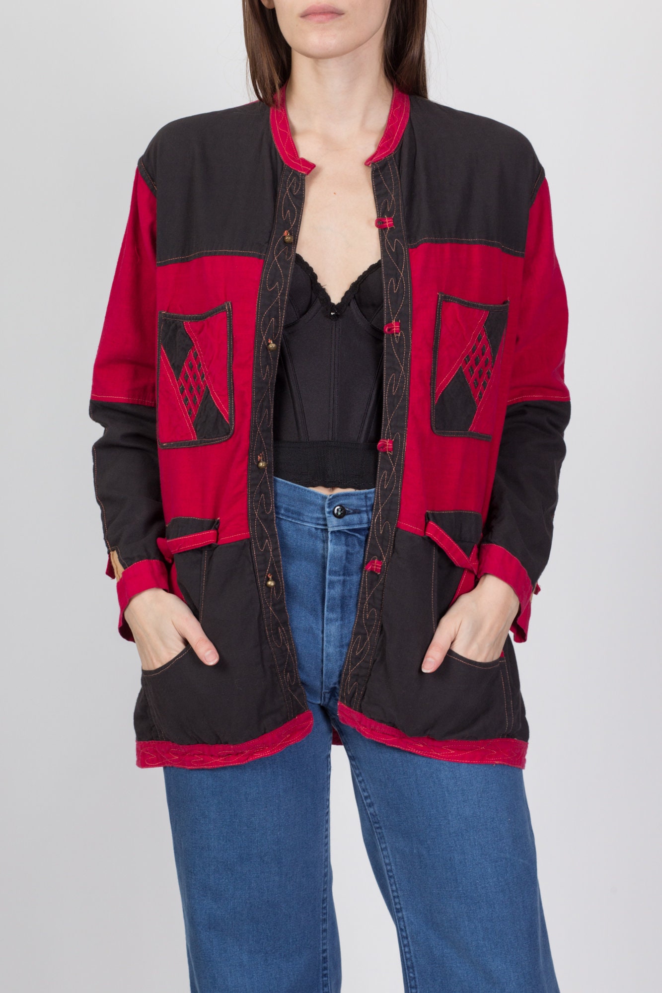 Vintage Nepalese Cheppu Reversible Color Block Jacket Large - Etsy