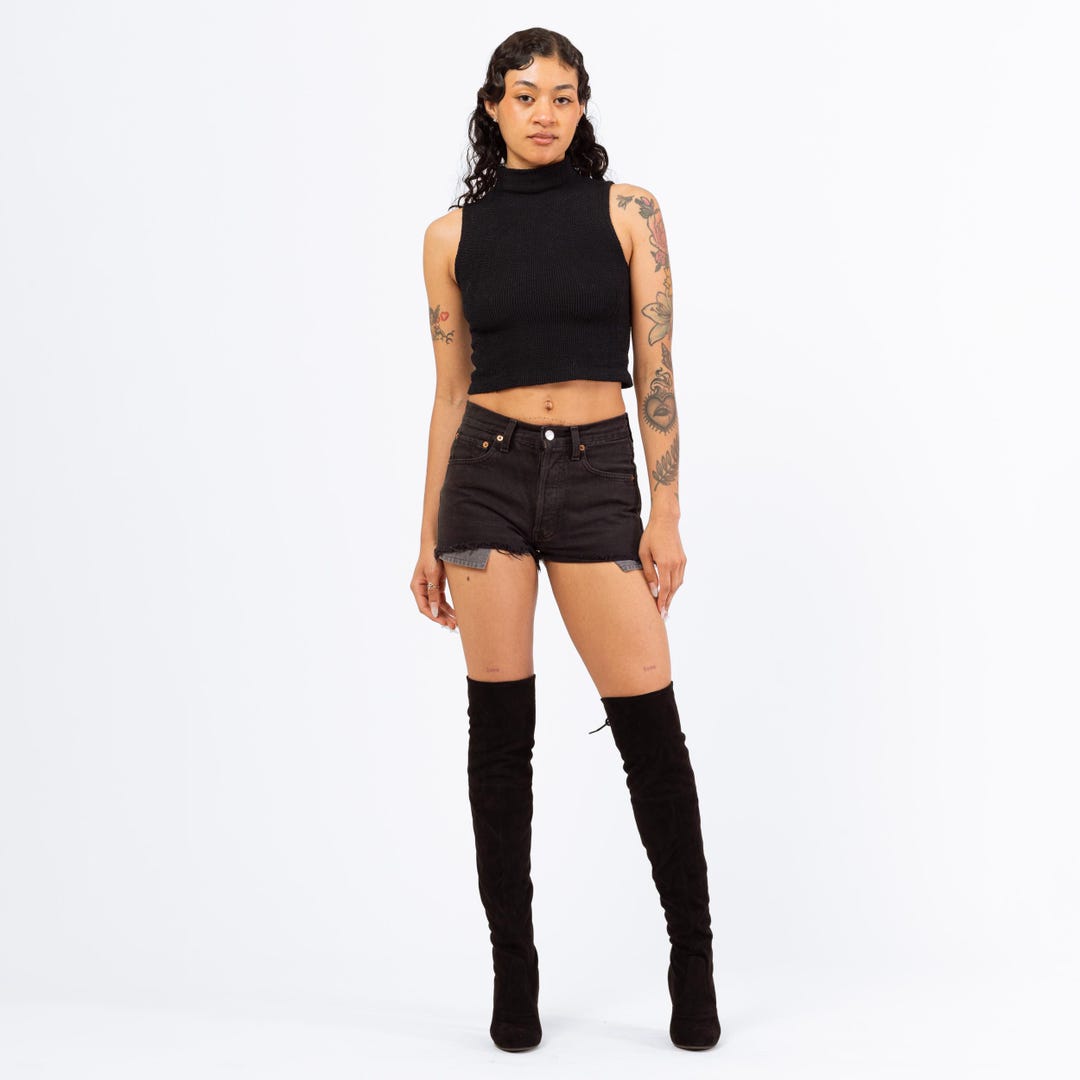 Vintage Y2K Levis 501 Black Cut off Jean Shorts - Extra Small | Levi's ...