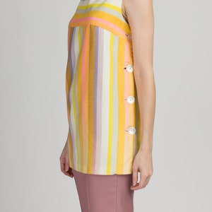 60s Striped Side Button Tank Top Small Vintage Mod Boho Sleeveless Tunic Shirt - Etsy