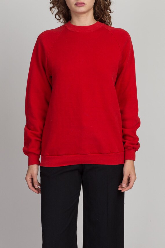 Medium 80s Red Raglan Sleeve Sweatshirt Unisex | Vint… - Gem