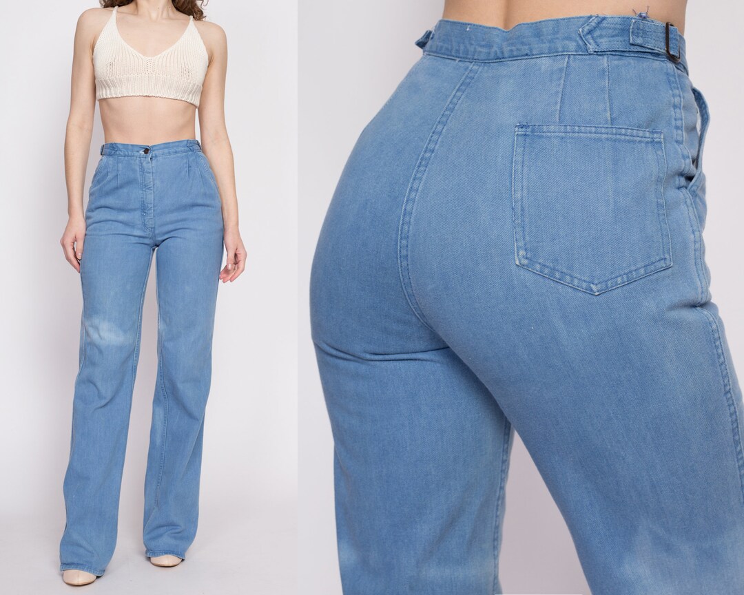 70s 80s Faded Bootcut Jeans Small Vintage NY Jeans Pleated Cinched ...
