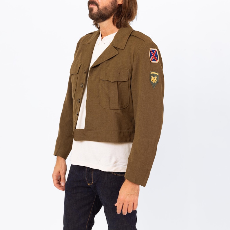Vintage 1940s WWII Cropped Ike Army Jacket - Medium, 40R | Eisenhower ...