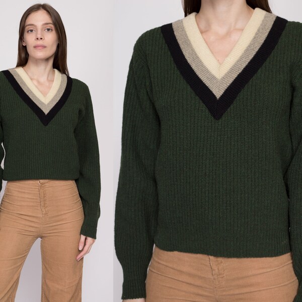 Vintage Green V Neck Sweater - Etsy