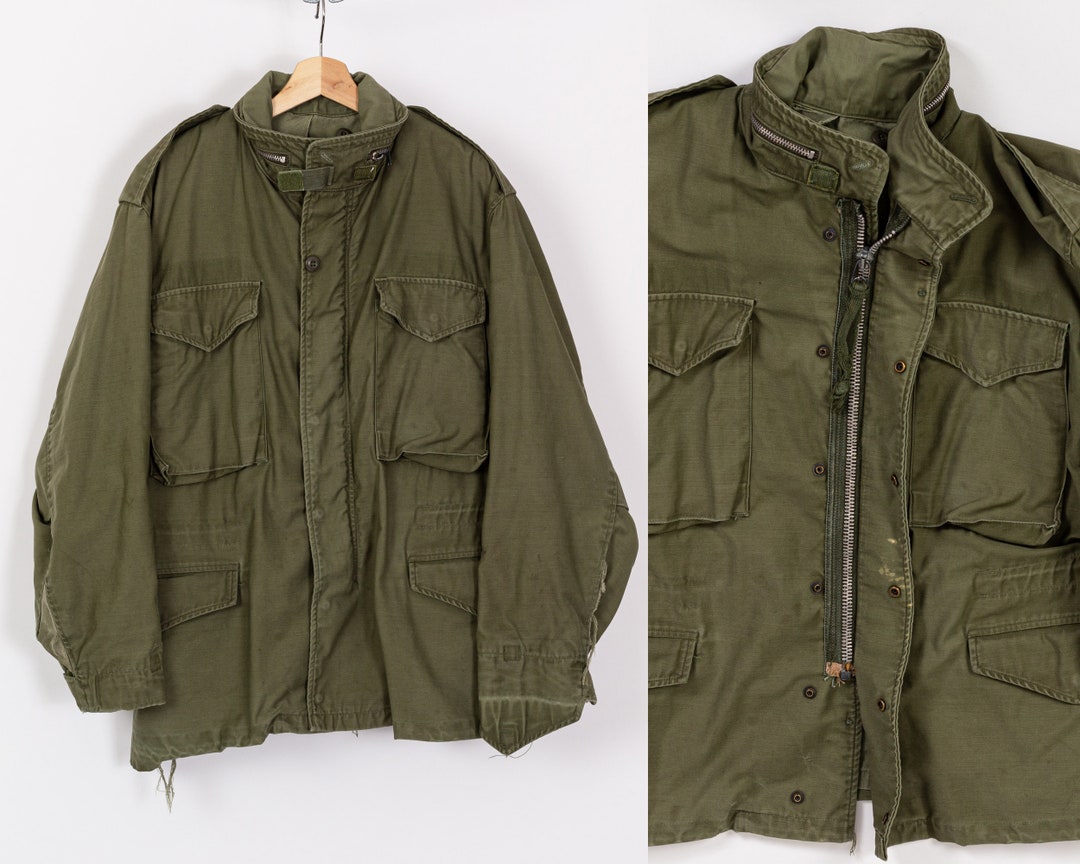 Medium 60s 70s M65 Hooded Army Field Jacket Men's Vintage Olive Drab ...