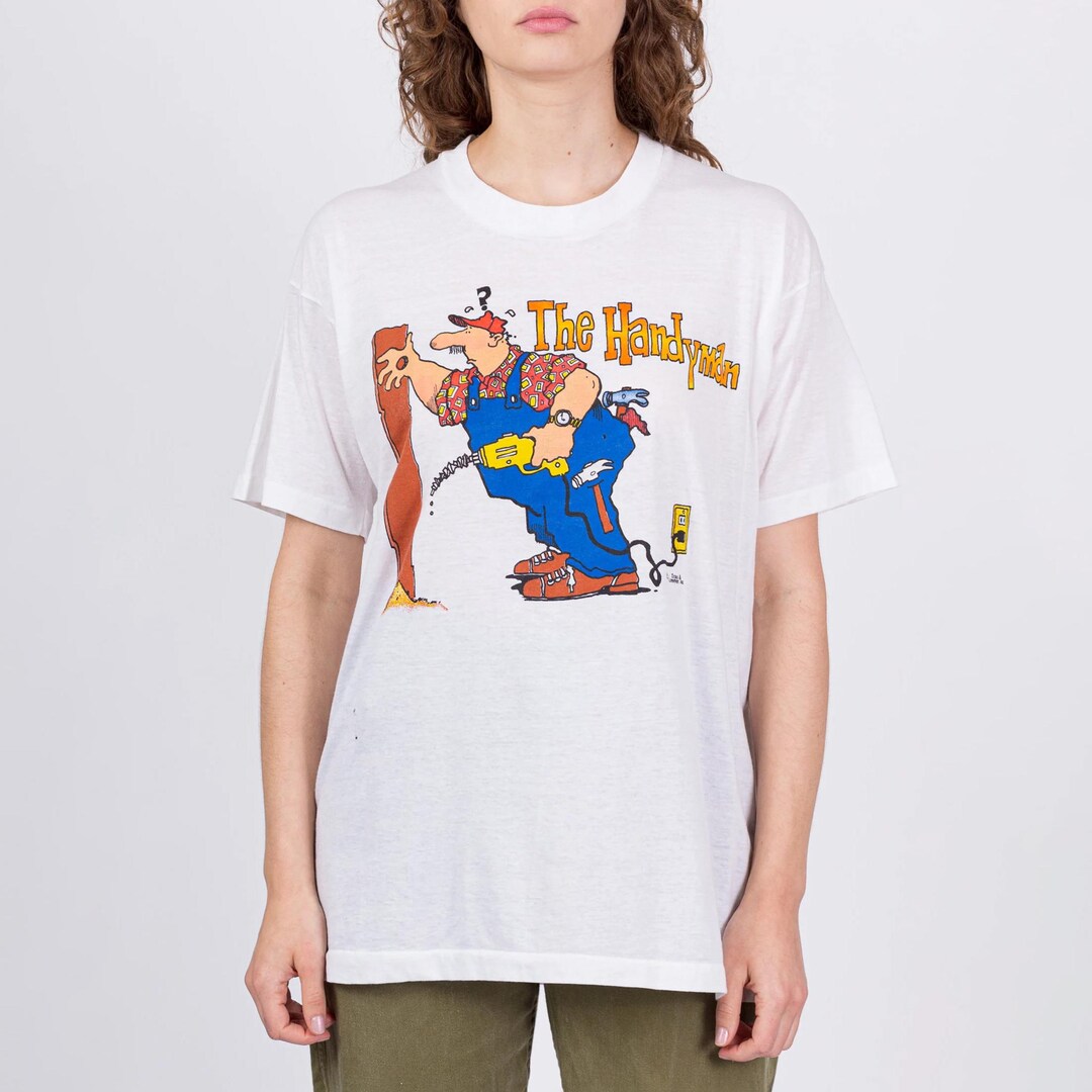 Large 80s the Handyman Cartoon T Shirt Unisex Vintage Screen Stars ...