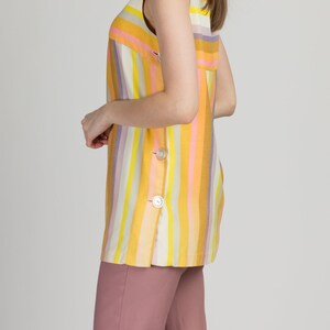 60s Striped Side Button Tank Top Small Vintage Mod Boho Sleeveless Tunic Shirt - Etsy