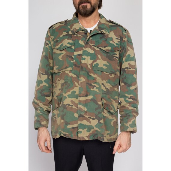 Medium 70s M65 Camo Army Field Jacket | Vintage Woodl… - Gem