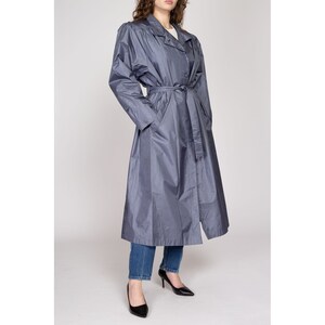 XL 80s Shiny Slate Grey Belted Trench Rain Jacket | Vintage British ...