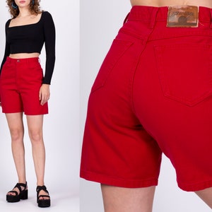Medium 90s Red High Waisted Jean Shorts 27.5 / Vintage - Etsy