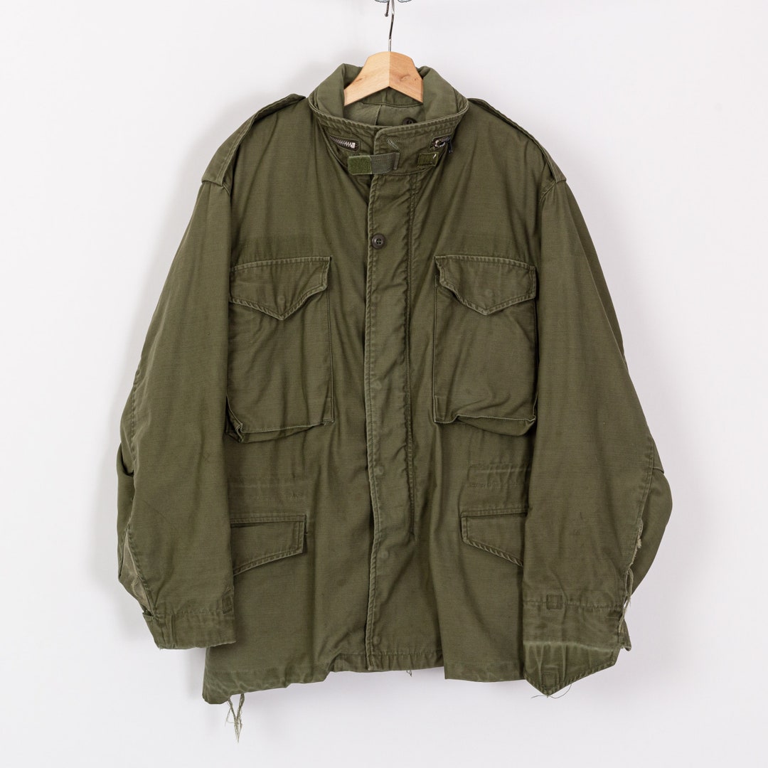 Medium 60s 70s M65 Hooded Army Field Jacket Men's | Vintage Olive Drab Vietnam Era Military M-65 ...